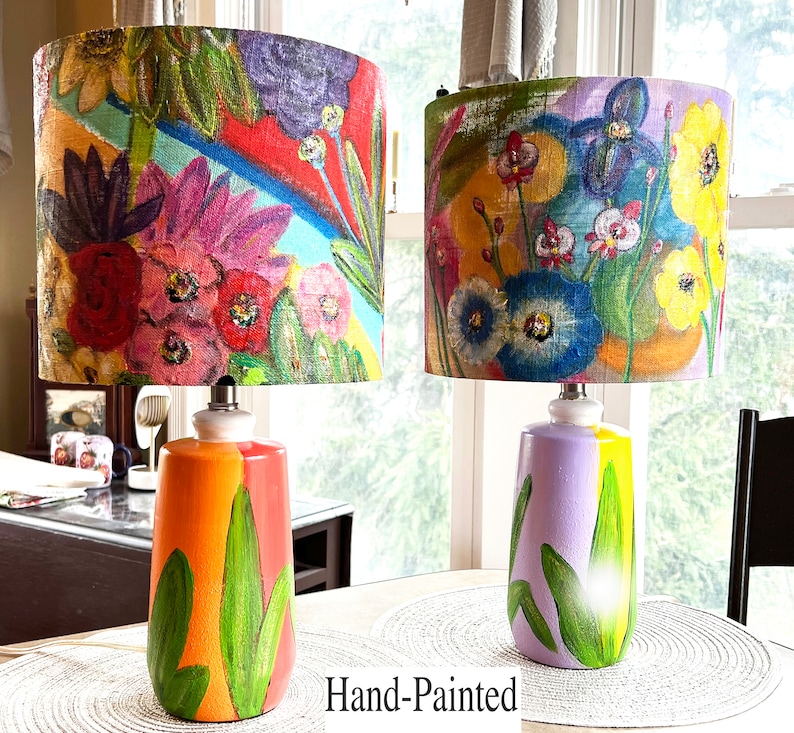 Hand-painted Ceramic Lamps, Lamp Shades, Night Light, Flowers, Custom ...