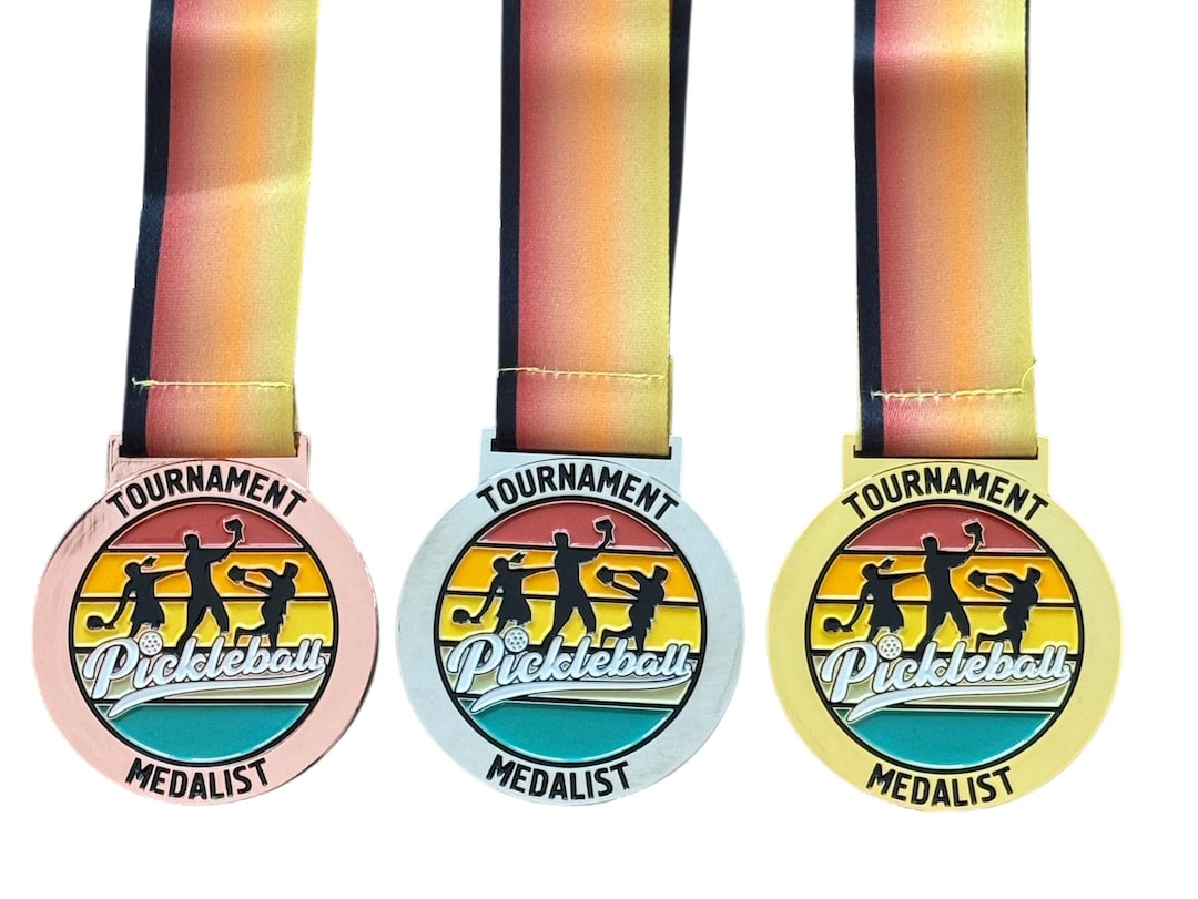 Pickleball Medals, Set of 3 - Gold, Silver & Bronze - 3" Pickleball ...