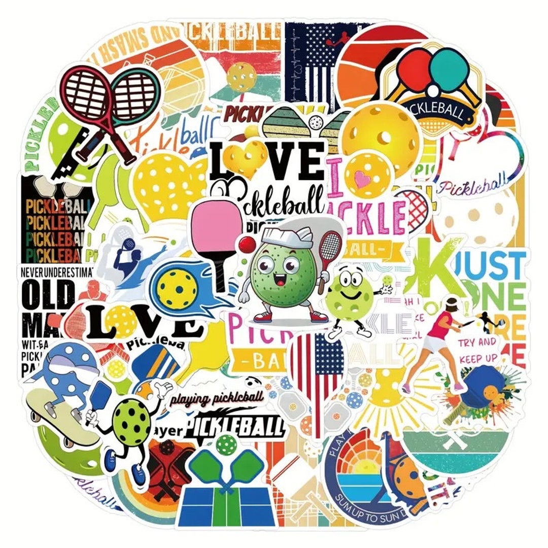 PICKLEBALL MARKETPLACE Random Assortment Pickleball Stickers 55 Pcs ...