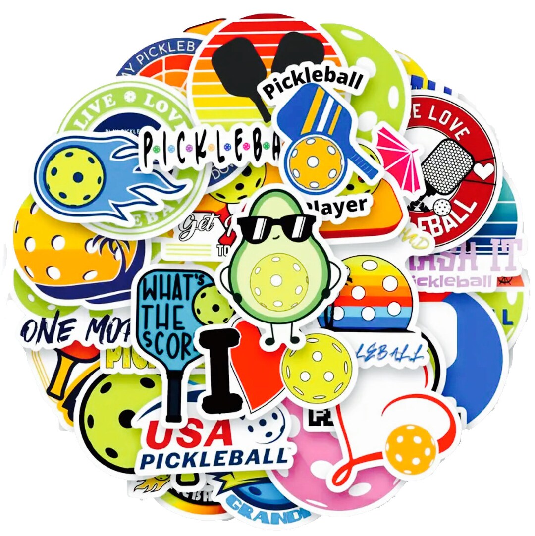 PICKLEBALL MARKETPLACE Pickleball Stickers 50 Pcs Waterproof Vinyl ...