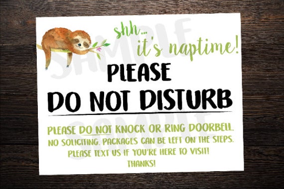 Do Not Disturb Baby Sleeping Sign // Naptime Door Sign // Baby - Etsy