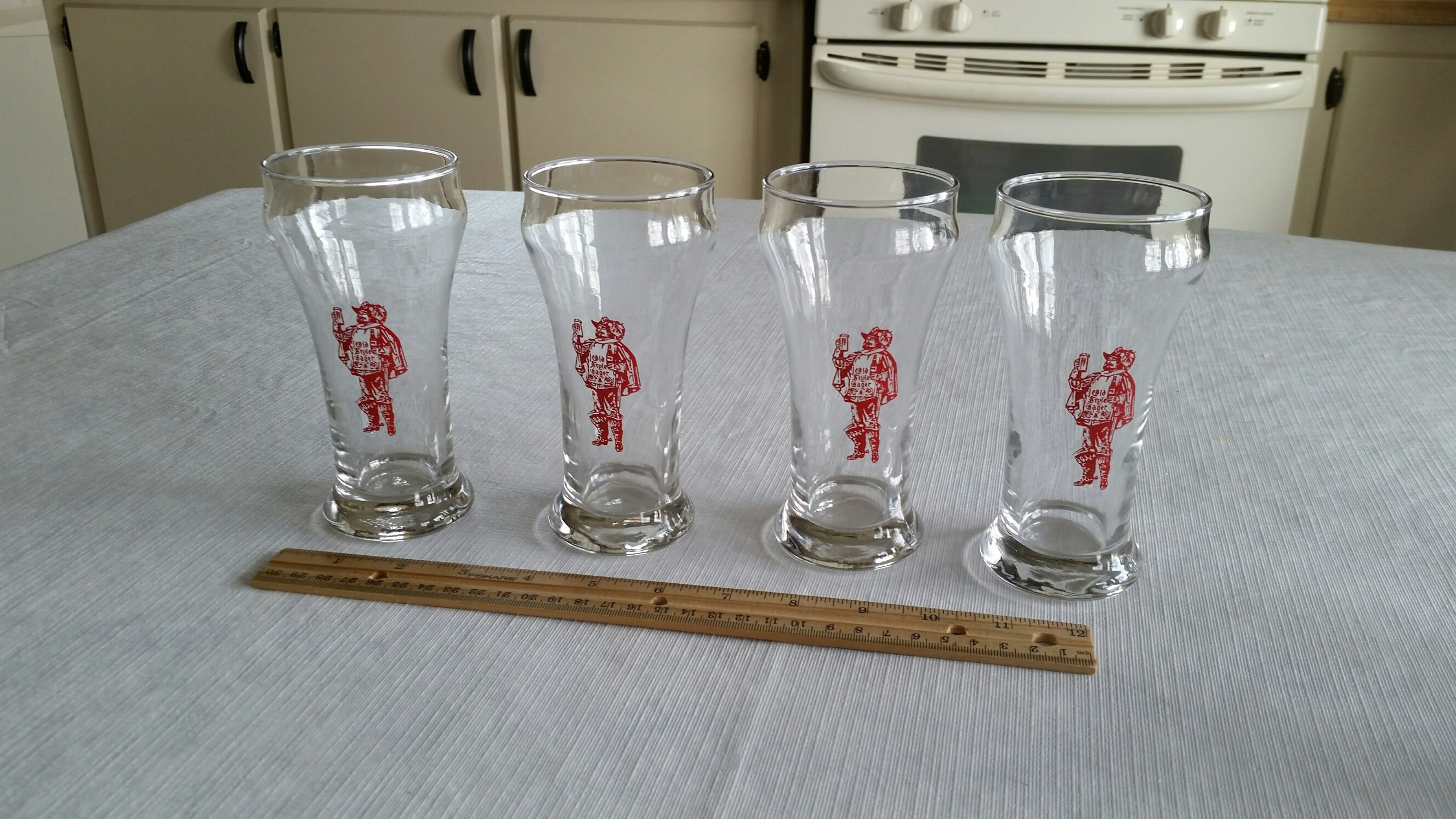 4 Antique Old Style Lager Beer Glasses 1938 G Heileman Etsy