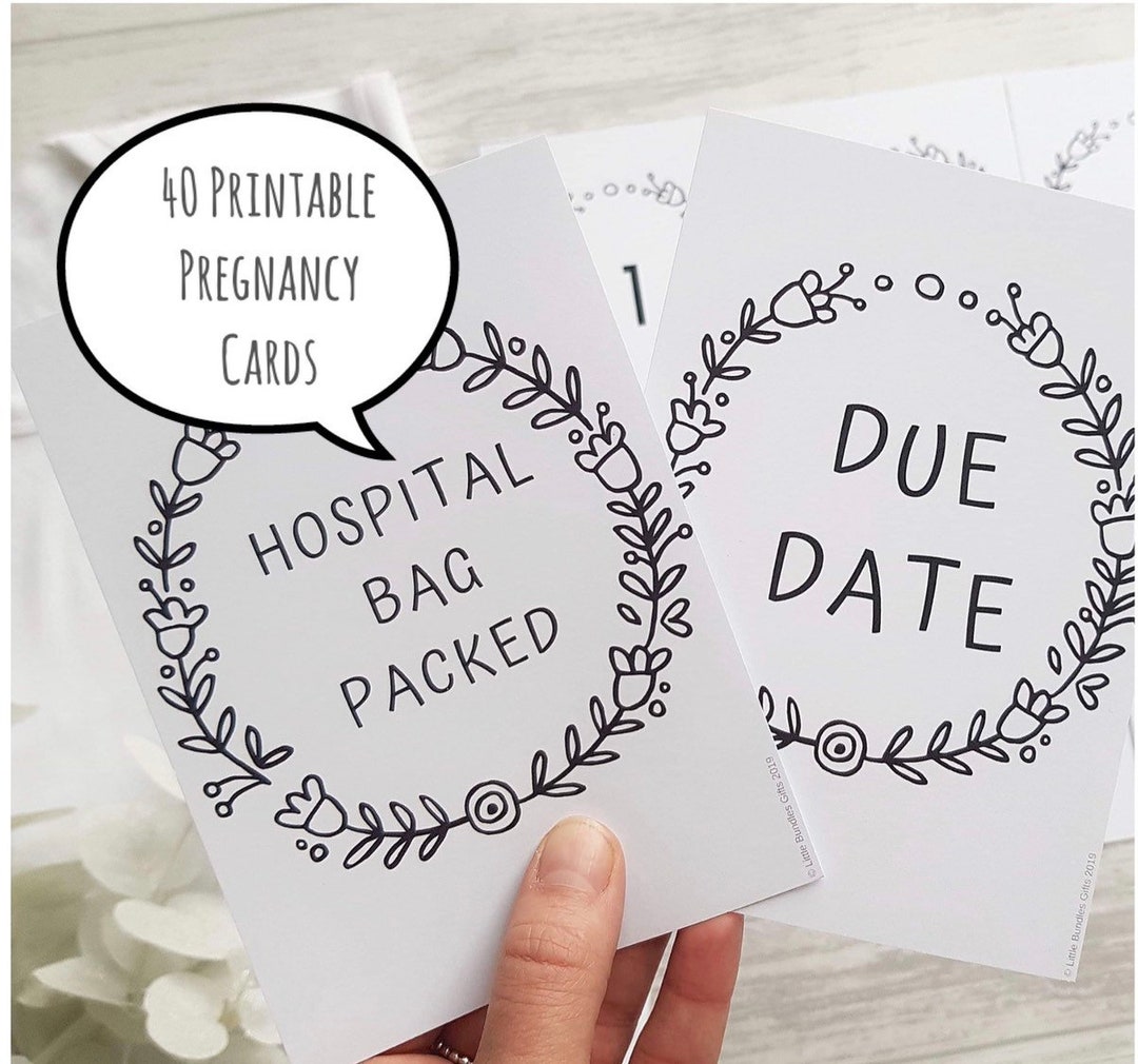 Pregnancy Milestone Cards Printable Monochrome Pregnancy Gift Cards ...