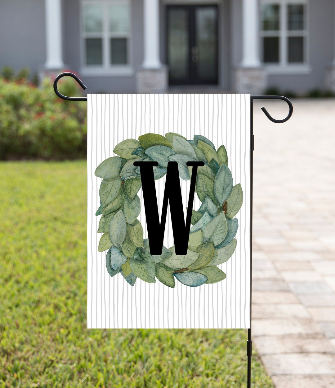 Monogrammed Magnolia Wreach Garden Flag Estate Letters Personalized ...