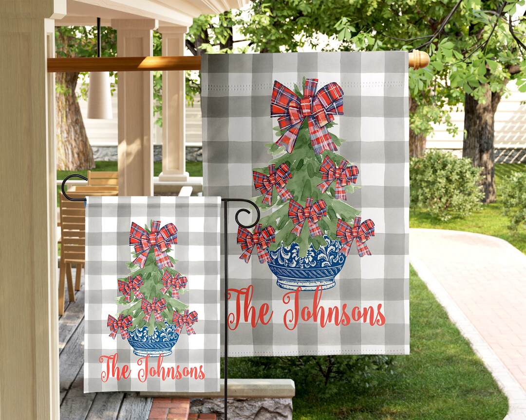 Personalized Christmas Garden Flag Custom Family Name Holiday Decor ...