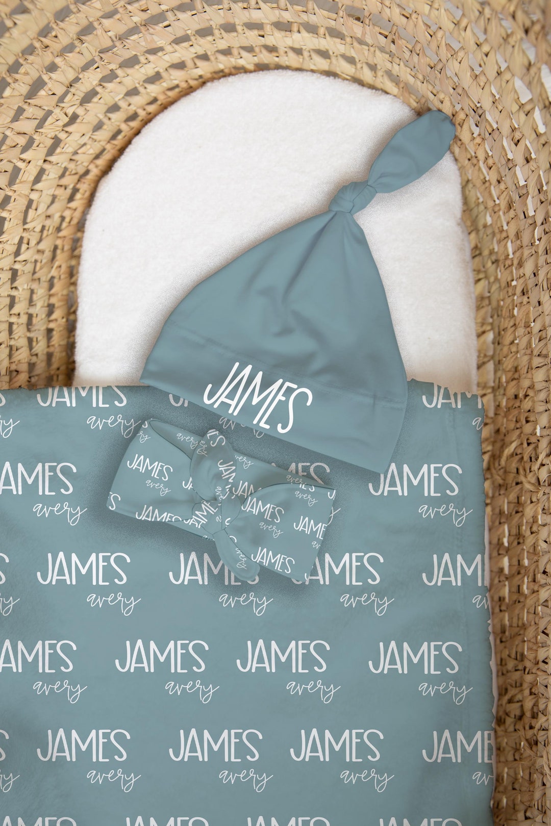 Baby Blanket Set Newborn Baby Swaddle With Hat Personalized Baby Name ...