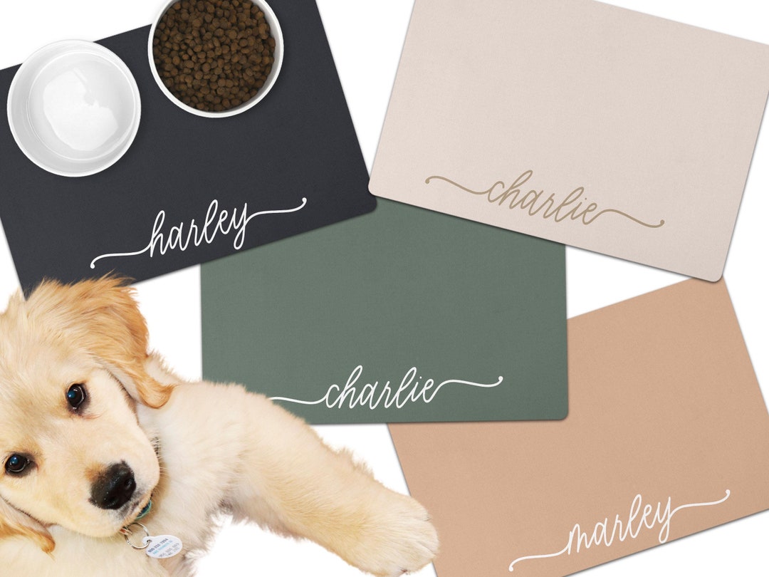 Personalized Pet Food Mat, Custom Dog Bowl Mat, Cat Feeding Mat, Boho ...