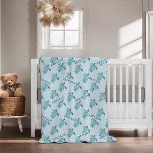 Personalized Turtle Blanket Baby Boy Gift Custom Turtle Blanket Themed ...