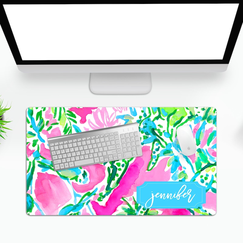 Monogrammed Desk Mat Pink - Etsy