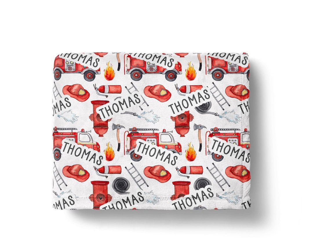 Firefighter Nursery Decor Soft Baby Blanket Fire Station Theme Toddler ...