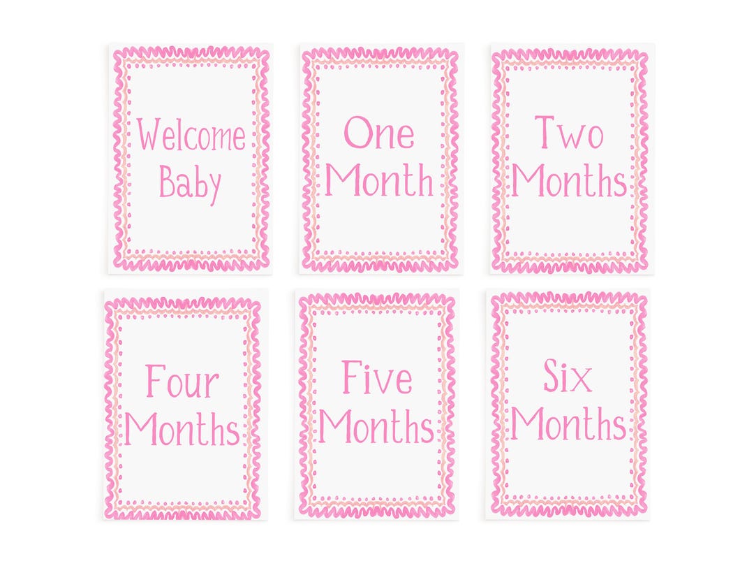Printable Baby Girl Milestone Card Watercolor Pink Heirloom Baby Photo ...