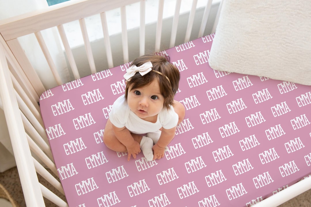 Personalized Baby Crib Sheet Boy Monogrammed Fitted Crib Sheet Girl ...