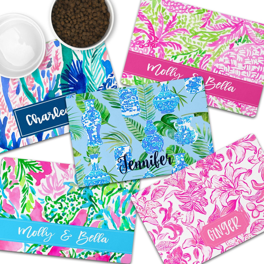 Personalized Dog Food Mat Preppy Custom Dog Lovers Gift Pet Mat for ...