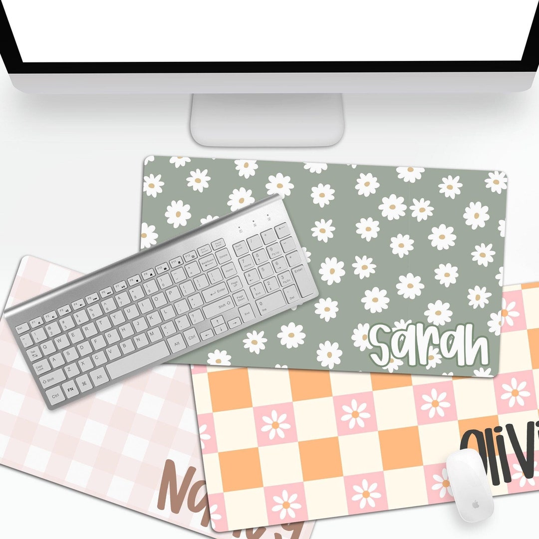 Custom Desk Pad Retro Personalized Desk Retro Daisy Decor Teacher Gift ...