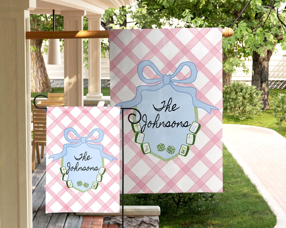 Personalized Gingham Mahjong Garden Flag Mahjong Player Gift ...