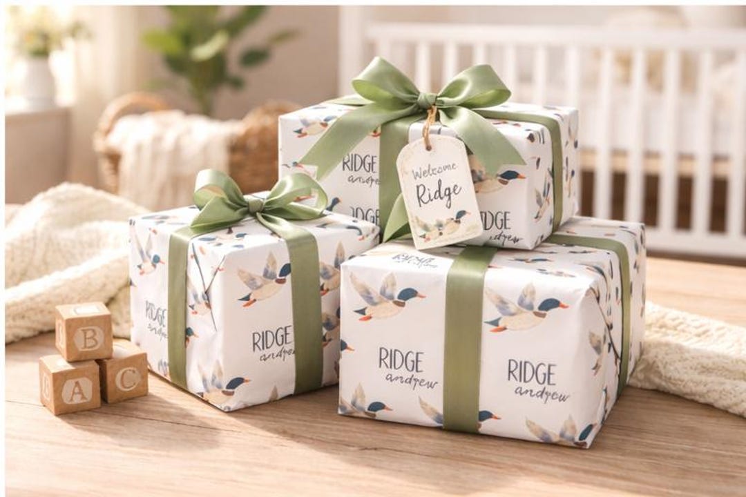 Personalized Wrapping Paper Flying Mallard Duck Gift Wrap for Hunters ...