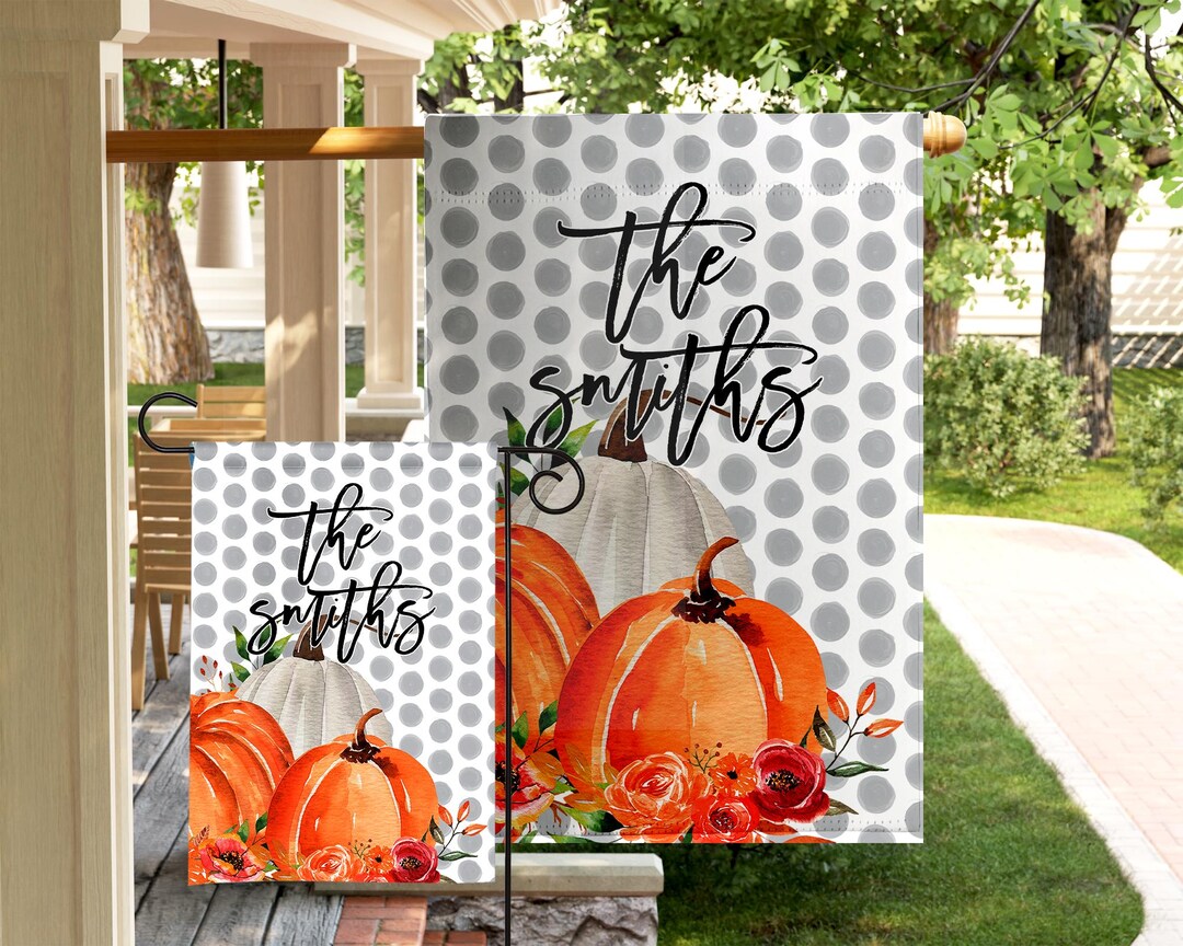 Personalized Fall Large House Flags Outdoor Pumpkin Decor Custom Fall ...