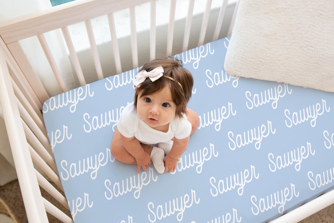 Personalized Baby Crib Sheet Boy Monogrammed Fitted Crib Sheet Girl ...