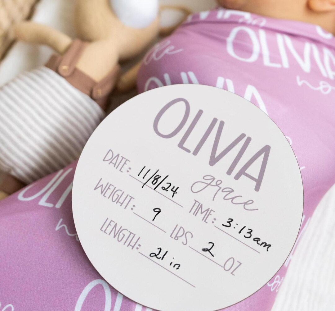 Baby Announcement Sign Girl Newborn Photo Prop Personalized Birth ...