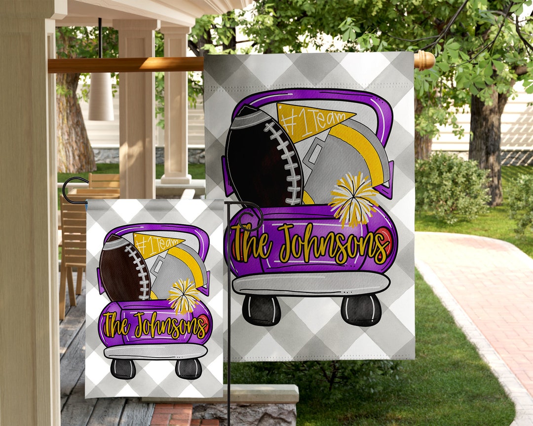 Game Day Football Flag Personalized Garden Flag Purple and - Etsy