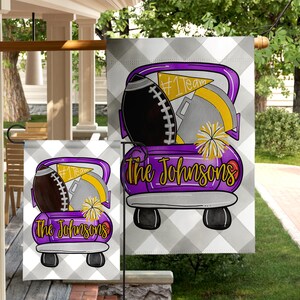 Game Day Football Flag, Personalized Garden Flag, Purple and Gold ...