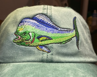 Embroidered Fish Baseball Cap - Custom Embroidered Ball Cap - Fishing ...