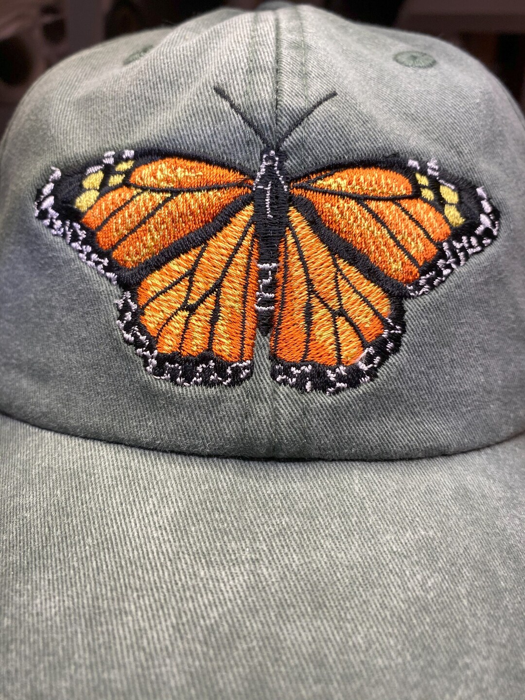 Monarch Butterfly Embroidered Baseball Hat: Adjustable Strap, Nature ...