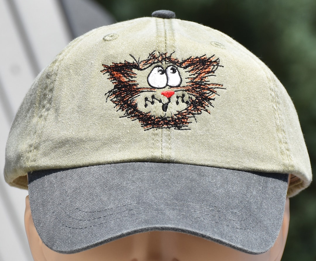 Cat Embroidered Baseball Cap, Funny: Embroidered Cat Baseball Hat for ...
