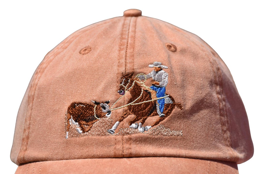 Calf Roping Embroidered Cap, Dad Mom Cap, Rodeo Hat, Baseball Hat - Etsy
