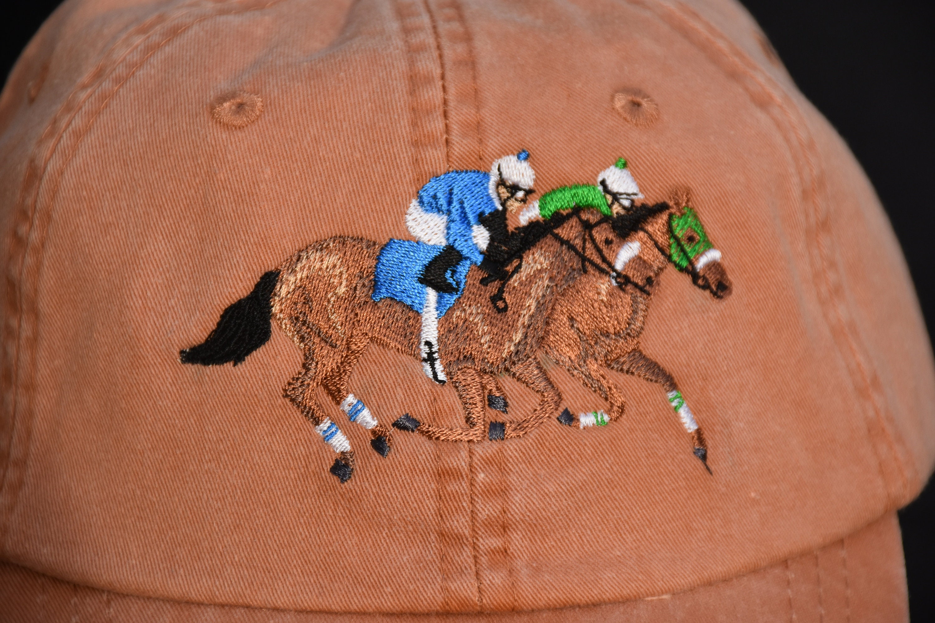Horse Race Embroidered Cap, Steeplechase Cap, Baseball Hat, Jockeys ...