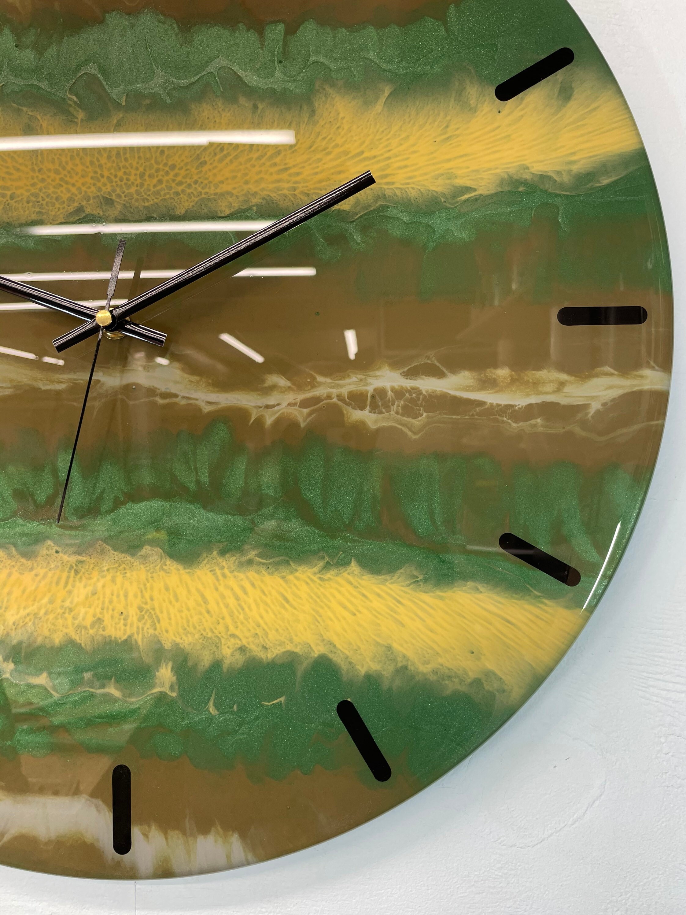 50cm Large Dark Green and Brown Modern Resin Wall Clock | Etsy