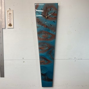 Modern Abstract Narrow Long Thin Unusual Resin Clocks, Modern Wall Art ...