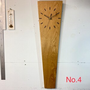 Long Narrow Modern English Oak Wooden Wall Clock, Wood Clock UK ...