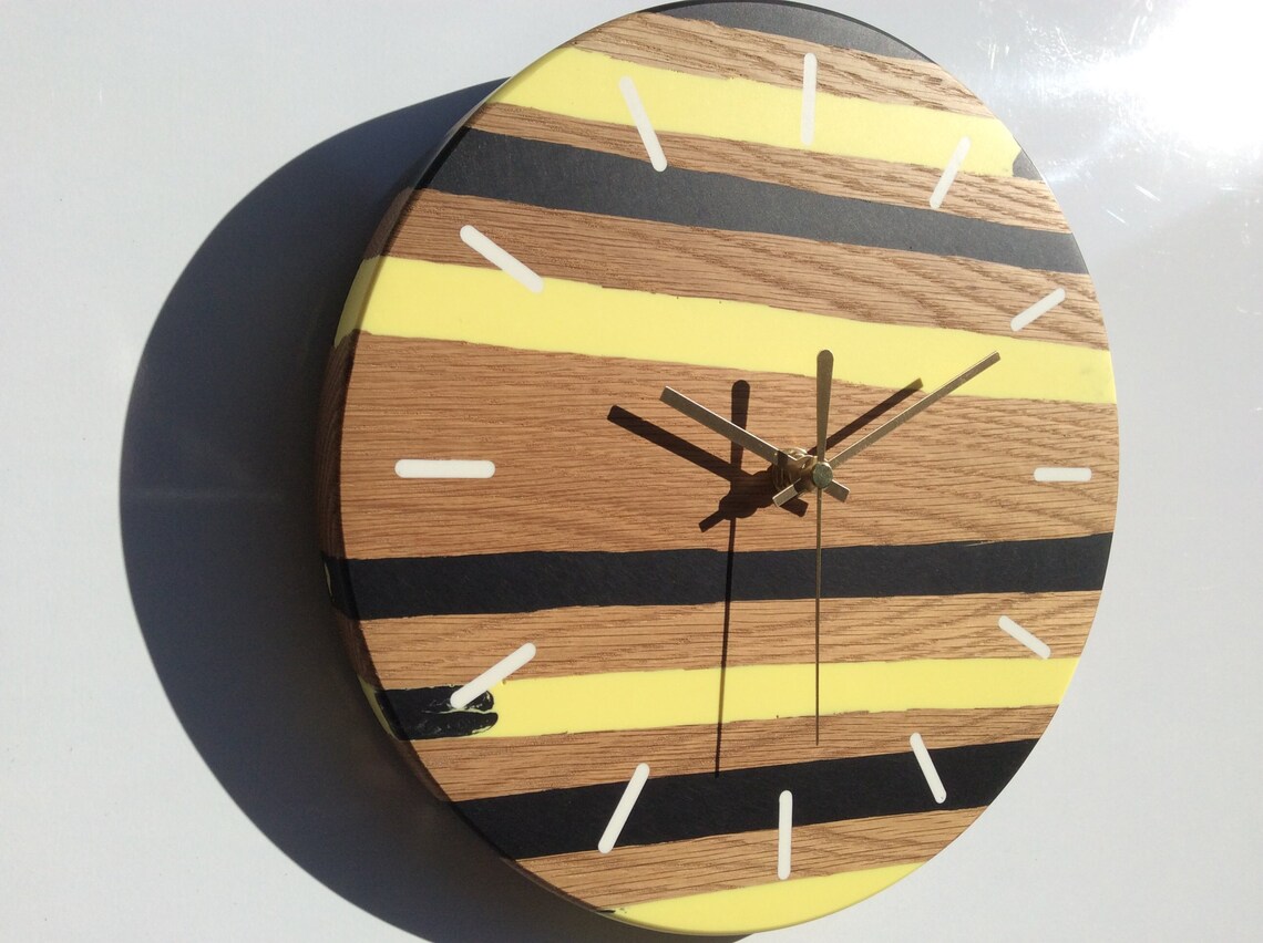 Bee Clock Bumblebee Wall Clock Resin and Oak Wood Wall - Etsy UK
