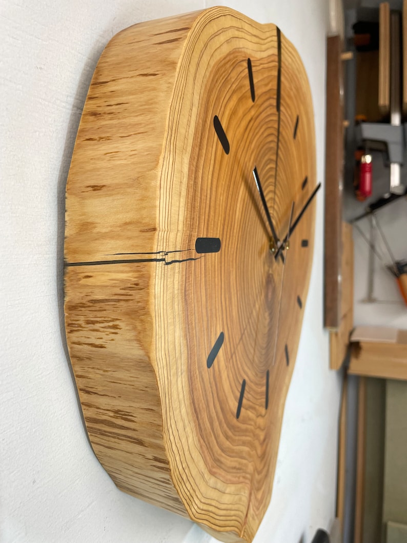 Large Wooden Wall Clock, Farmhouse Style Wall Clock, Unusual Wood Wall ...