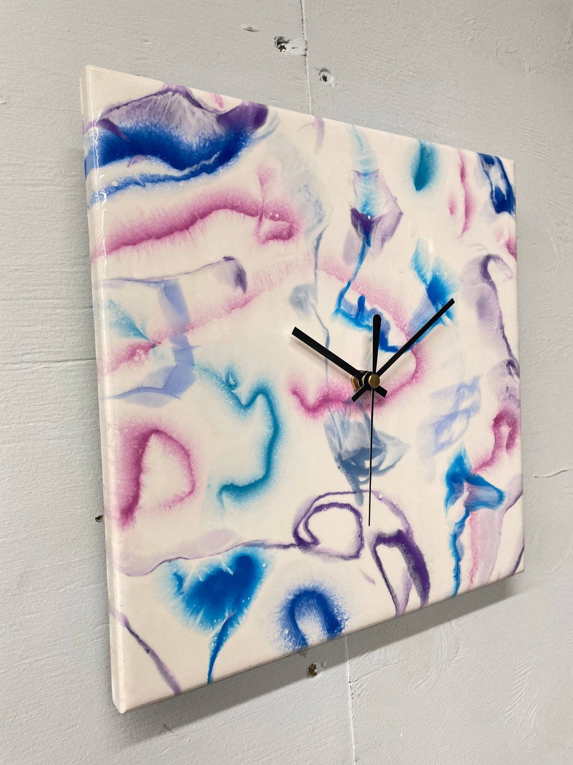Square Resin Wall Clock Abstract Resin Wall Clock Unusual - Etsy