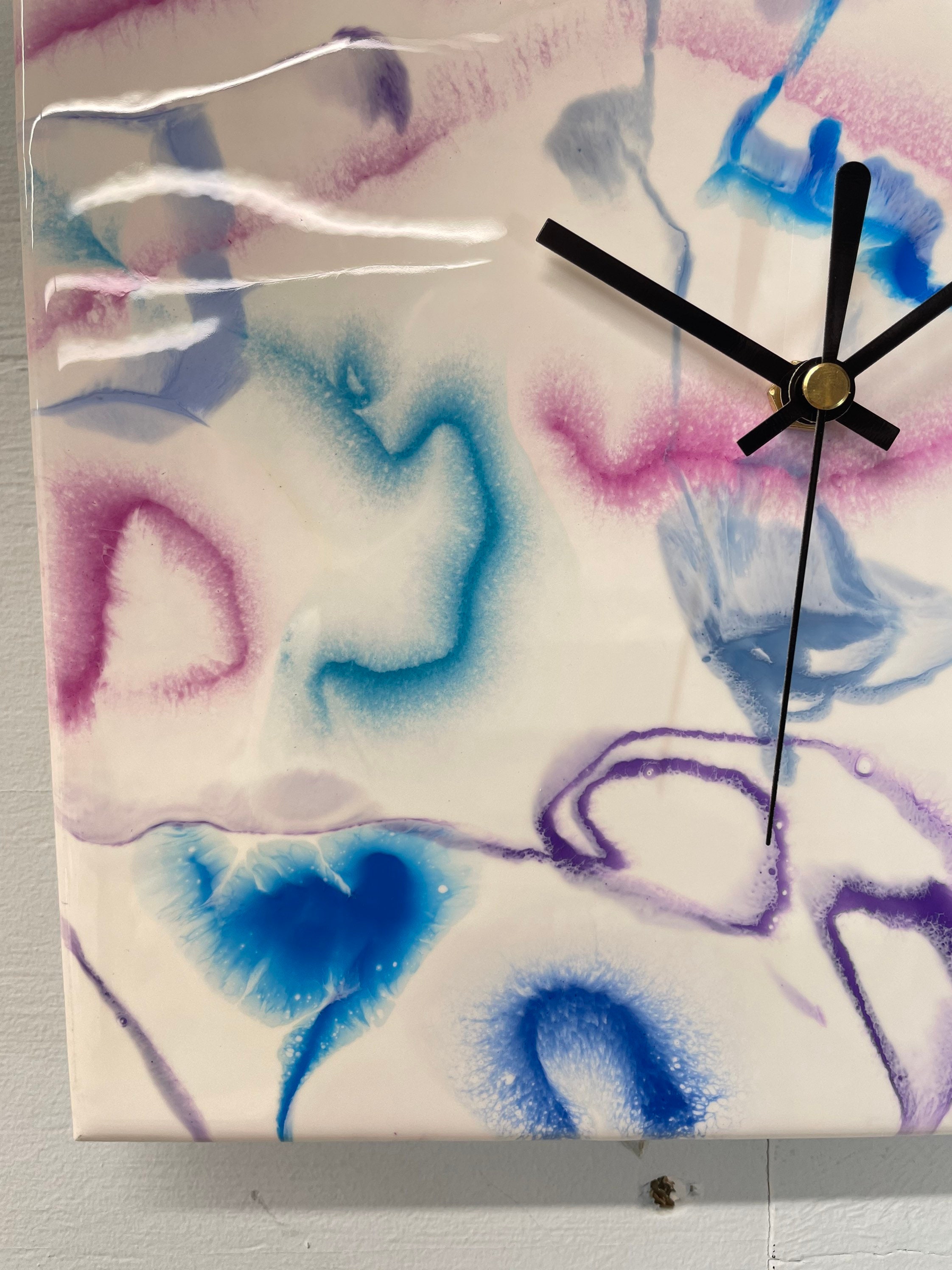 Square Resin Wall Clock Abstract Resin Wall Clock Unusual - Etsy
