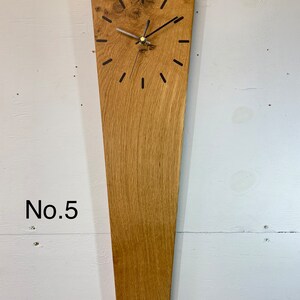 Long Narrow Modern English Oak Wooden Wall Clock, Wood Clock UK ...