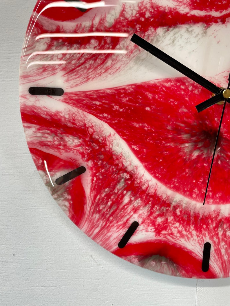 33cm Red & White Resin Wall Clock Unusual Wall Clock Modern | Etsy UK