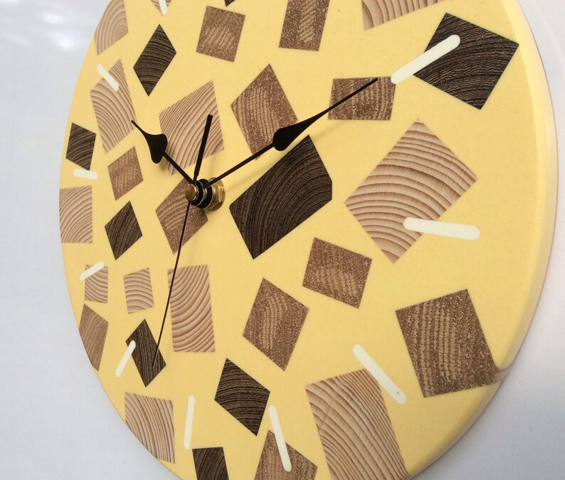 Wood and Mustard Coloured Resin Wall Clock Modern Wall Clock - Etsy