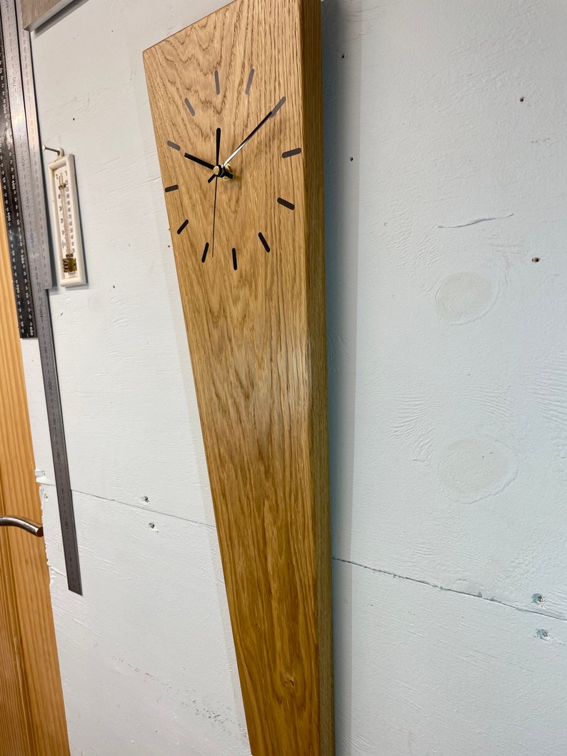 Long Narrow Modern English Oak Wooden Wall Clock Wood Clock | Etsy