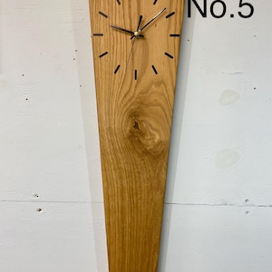 Long Narrow Modern English Oak Wooden Wall Clock, Wood Clock UK ...