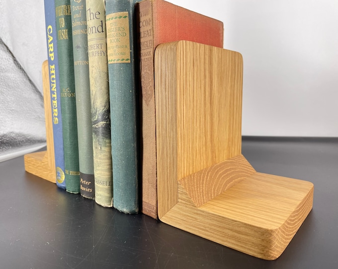 English Oak Bookends, Wooden Bookends, Rustic Oak Bookends, Bookmarks ...