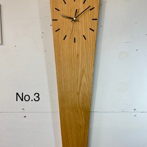 Long Narrow Modern English Oak Wooden Wall Clock, Wood Clock UK ...