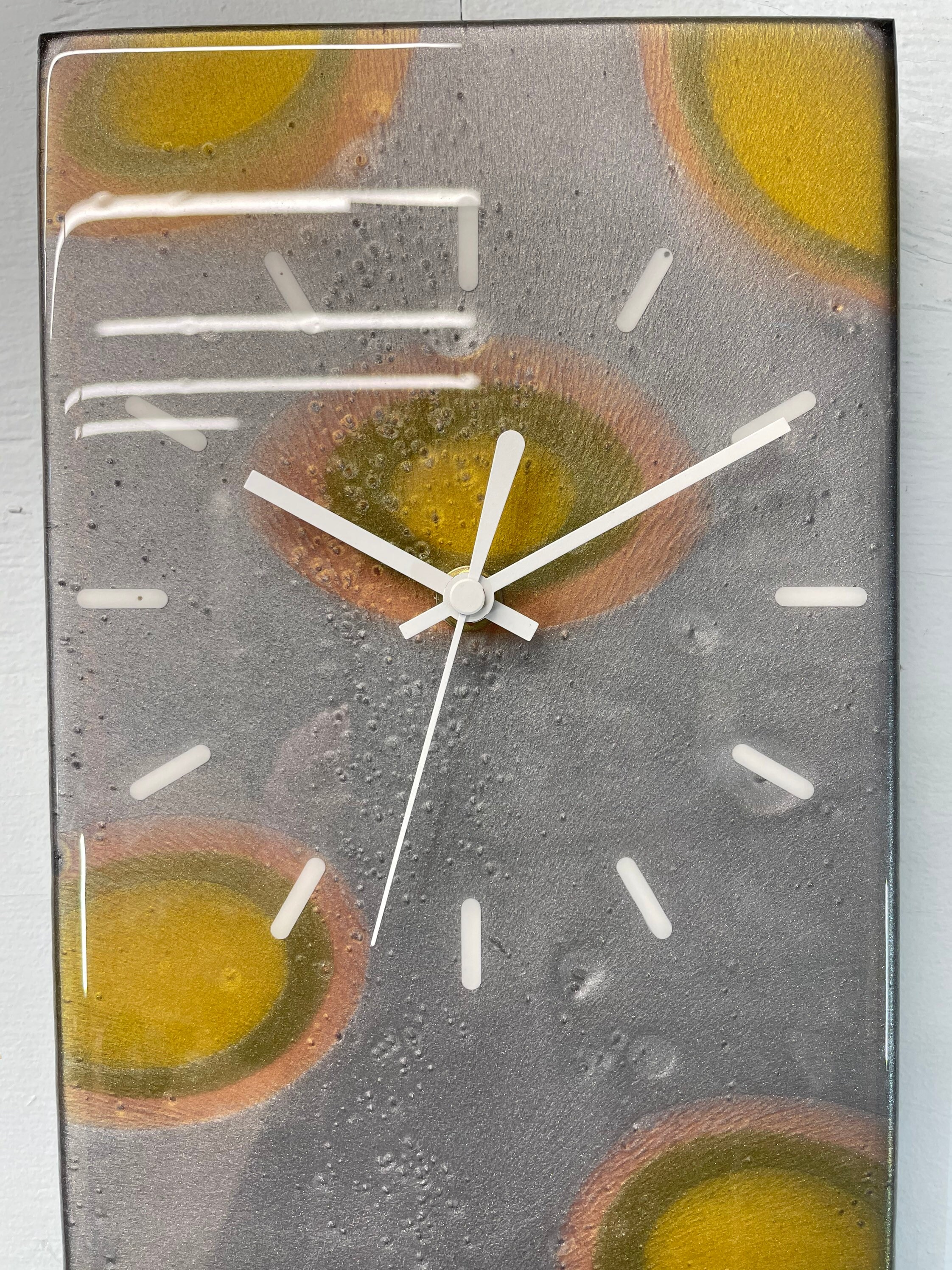Narrow Silver and Gold Abstract Resin Wall Clock Long Modern | Etsy