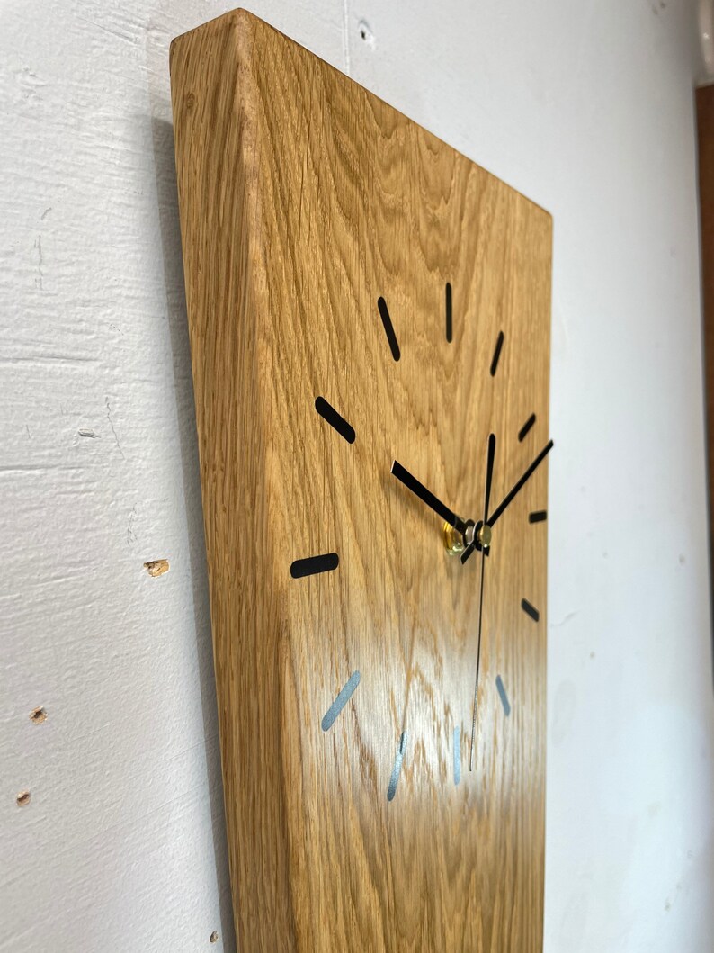 Long Narrow Modern English Oak Wooden Wall Clock Wood Clock | Etsy