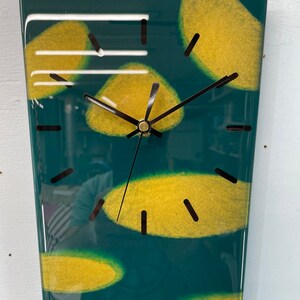 70cm Long Narrow Dark Green and Gold Abstract Resin Wall Clock, Modern ...