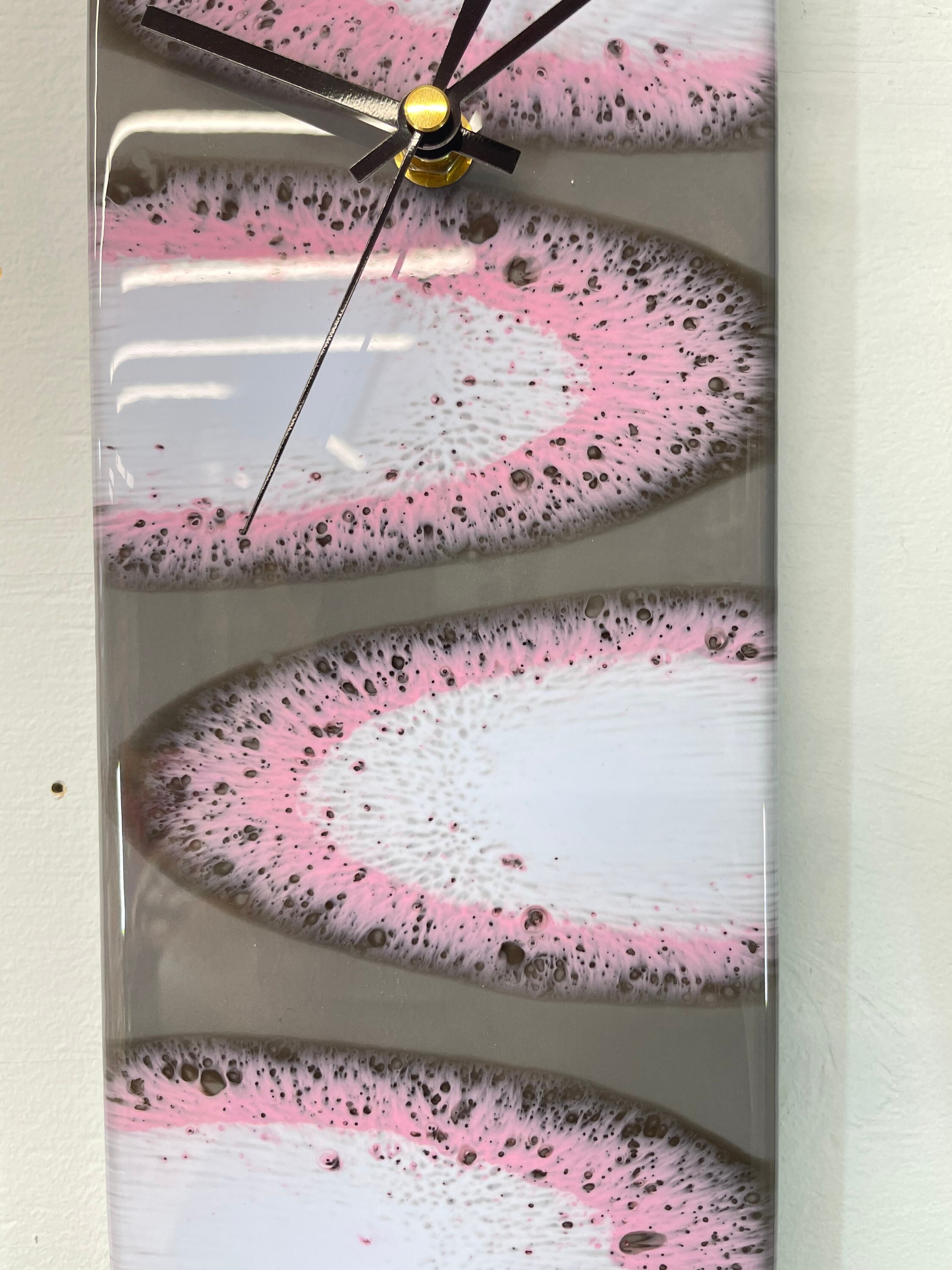 Narrow Grey Pink & Pale Blue Abstract Resin Wall Clock Long | Etsy