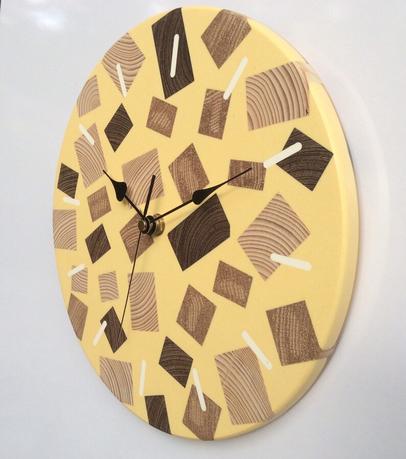 Wood and Mustard Coloured Resin Wall Clock Modern Wall Clock - Etsy
