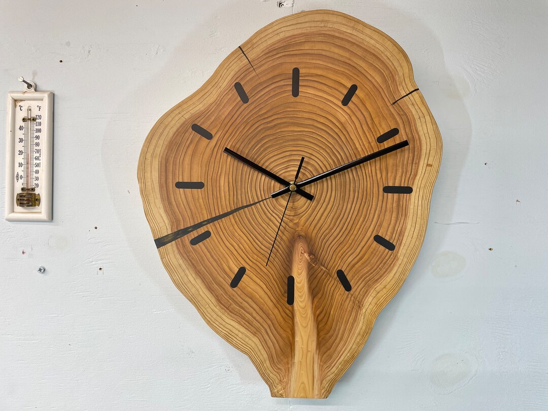 Large Wooden Wall Clock, Farmhouse Style Wall Clock, Unusual Wood Wall ...